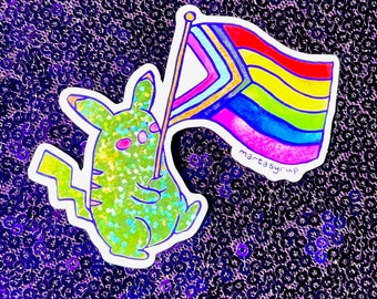 Pikachu Rainbow Sticker - Etsy