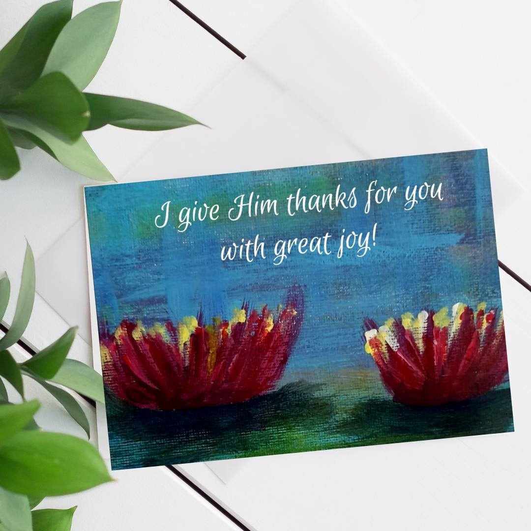 Christian Thank You Card, I Give Him Thanks for You, Bible Verse Thank ...