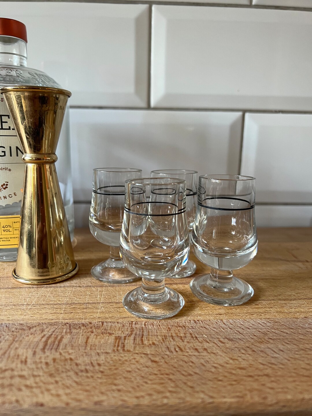 Set of Four Vintage Stemmed Shot Glasses - Etsy