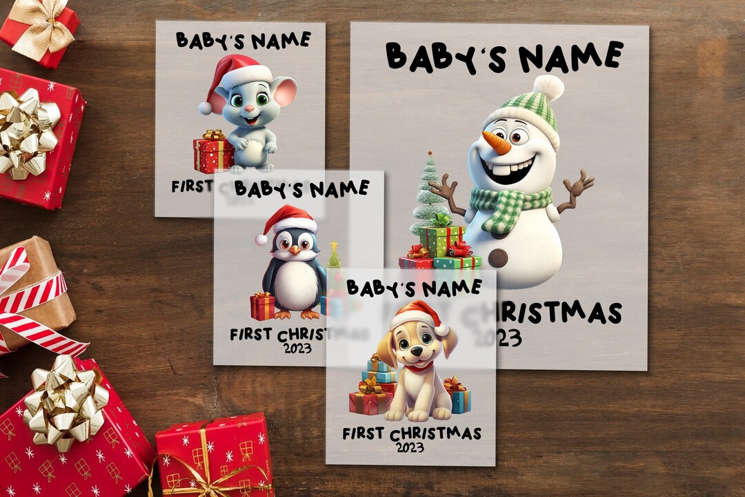 Custom Baby's First Christmas DTF Print, Custom Cute Animal DTF Print ...