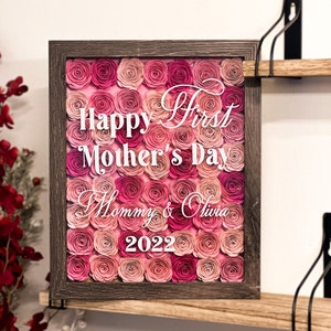 Personalized Shadow Box With Paper Roses for Mother's Day, Custom ...