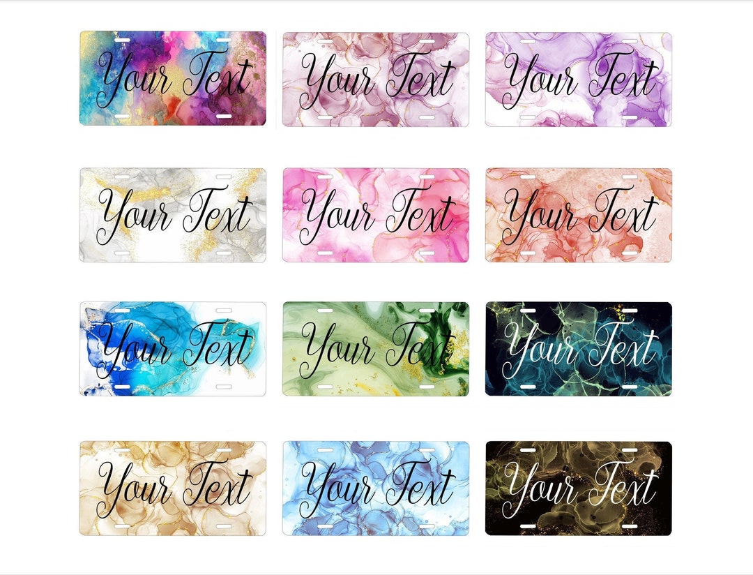 Custom Oil Liquid Marble Abstract License Plates, Personalized Text ...