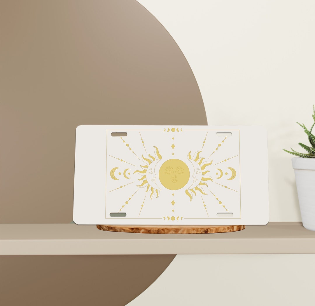 Celestial Moon & Sun License Plates, Moon Phrases Printed Front License ...