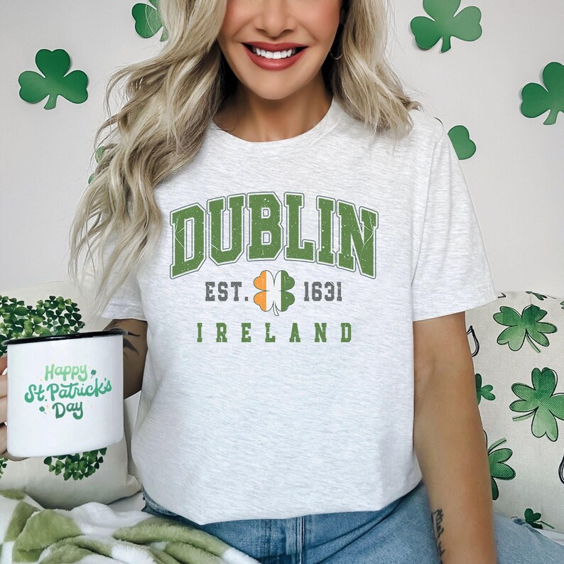 Dublin Ireland Shirt, Shamrock Design Tee, St Patrick’s Day Irish Pride ...