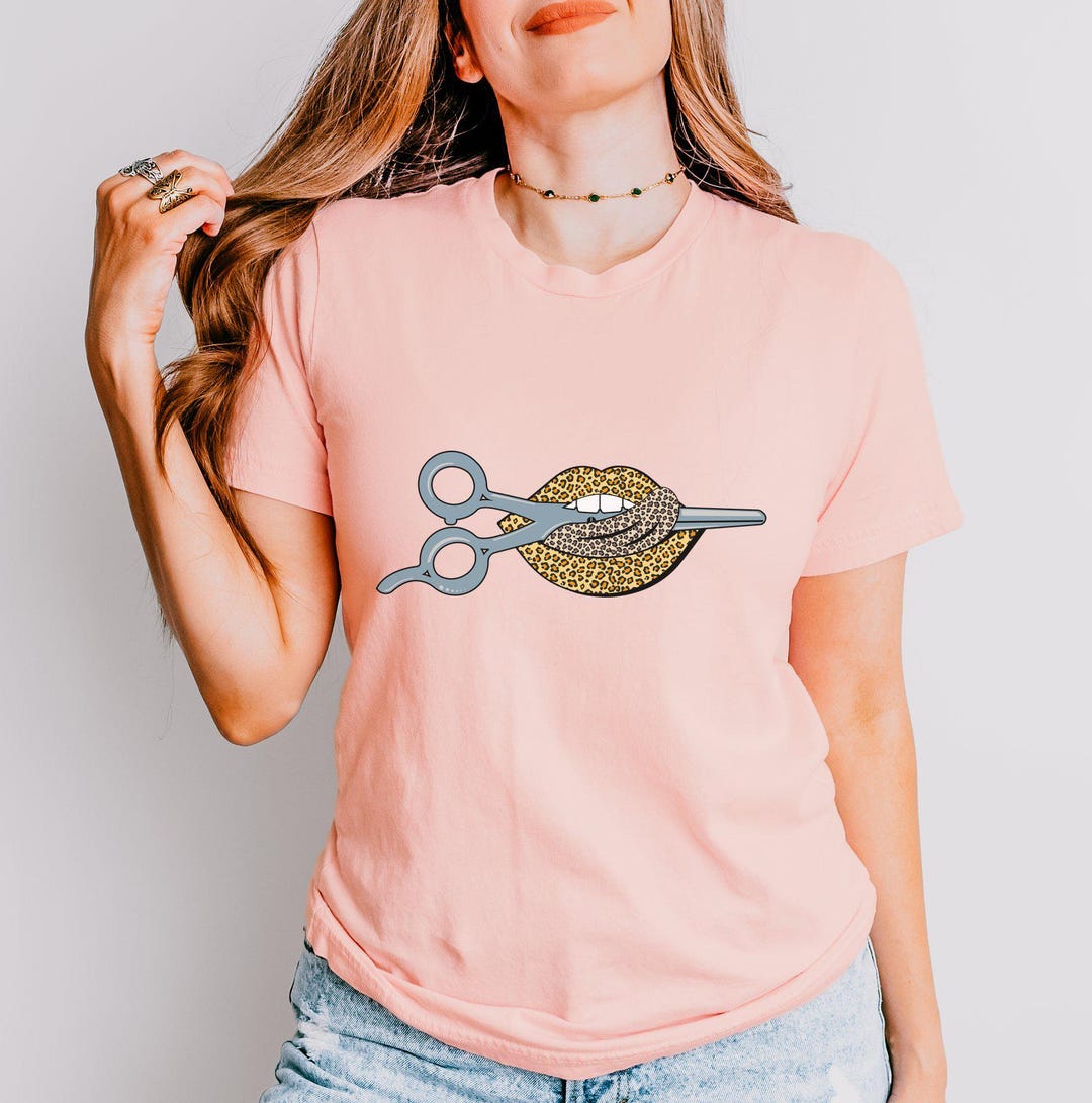 Leopard Lips With Scissors Shirt, Bold Graphic Tee, Fashion Lover T ...