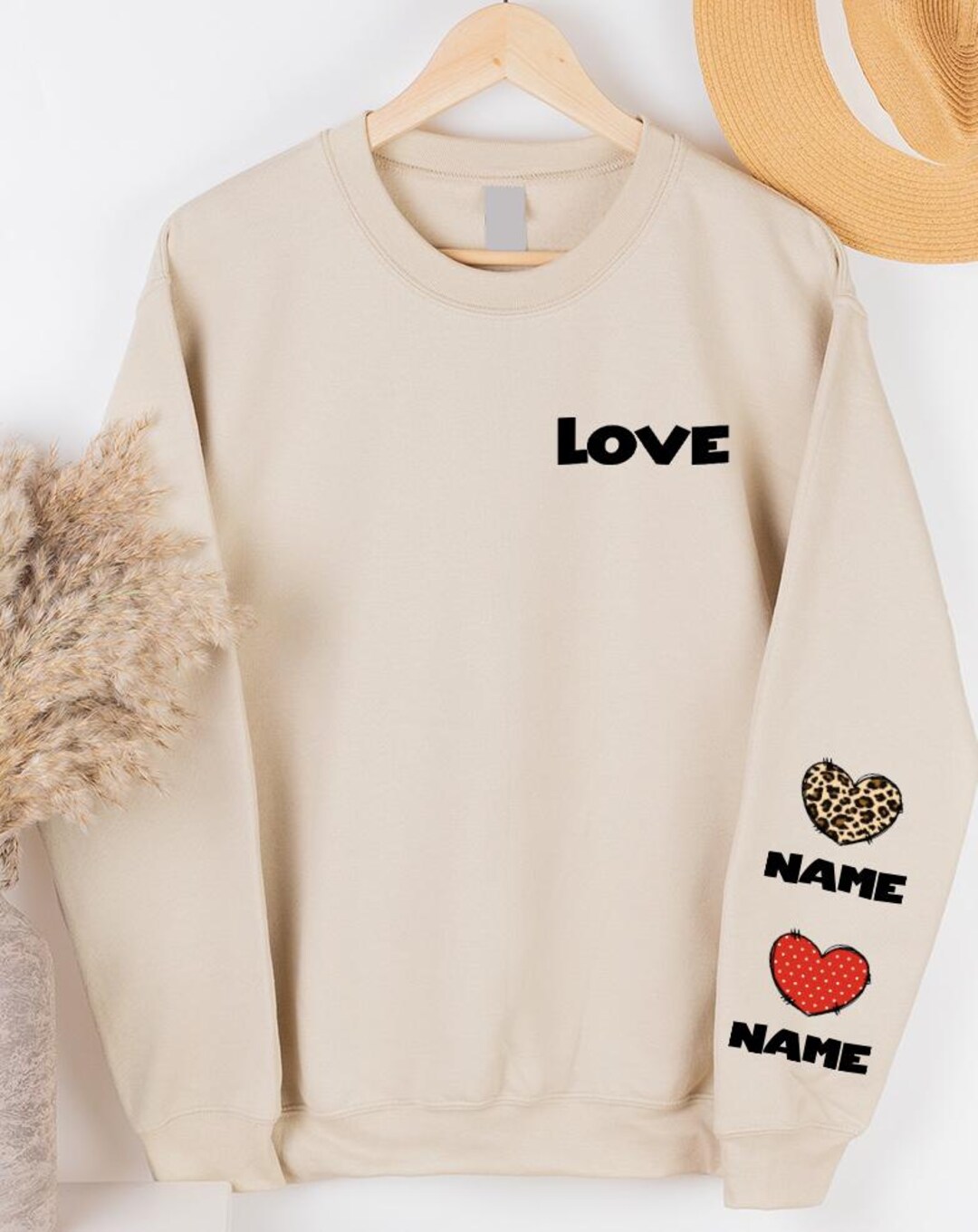 Personalized Name Heart Hoddie, Custom Name Sweatshirt, Love Heart Tee ...