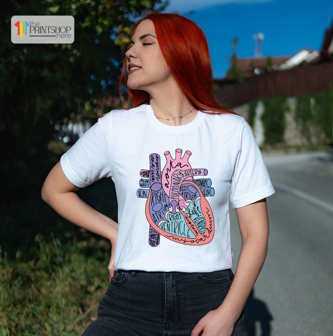 Heart Anatomy Shirt, Nurse Shirt, Anatomy Shirt, Cardiac Nurse Shirt ...