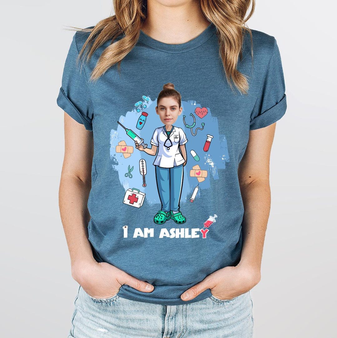 Custom Photo Birthday Nurse T-shirts, Custom Face Nurse Shirt, Nurse ...