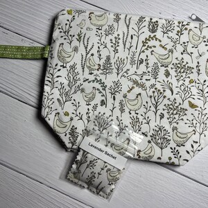 Cream and Green Chicken Bag- 10x10 Zipper Project Bag - Etsy