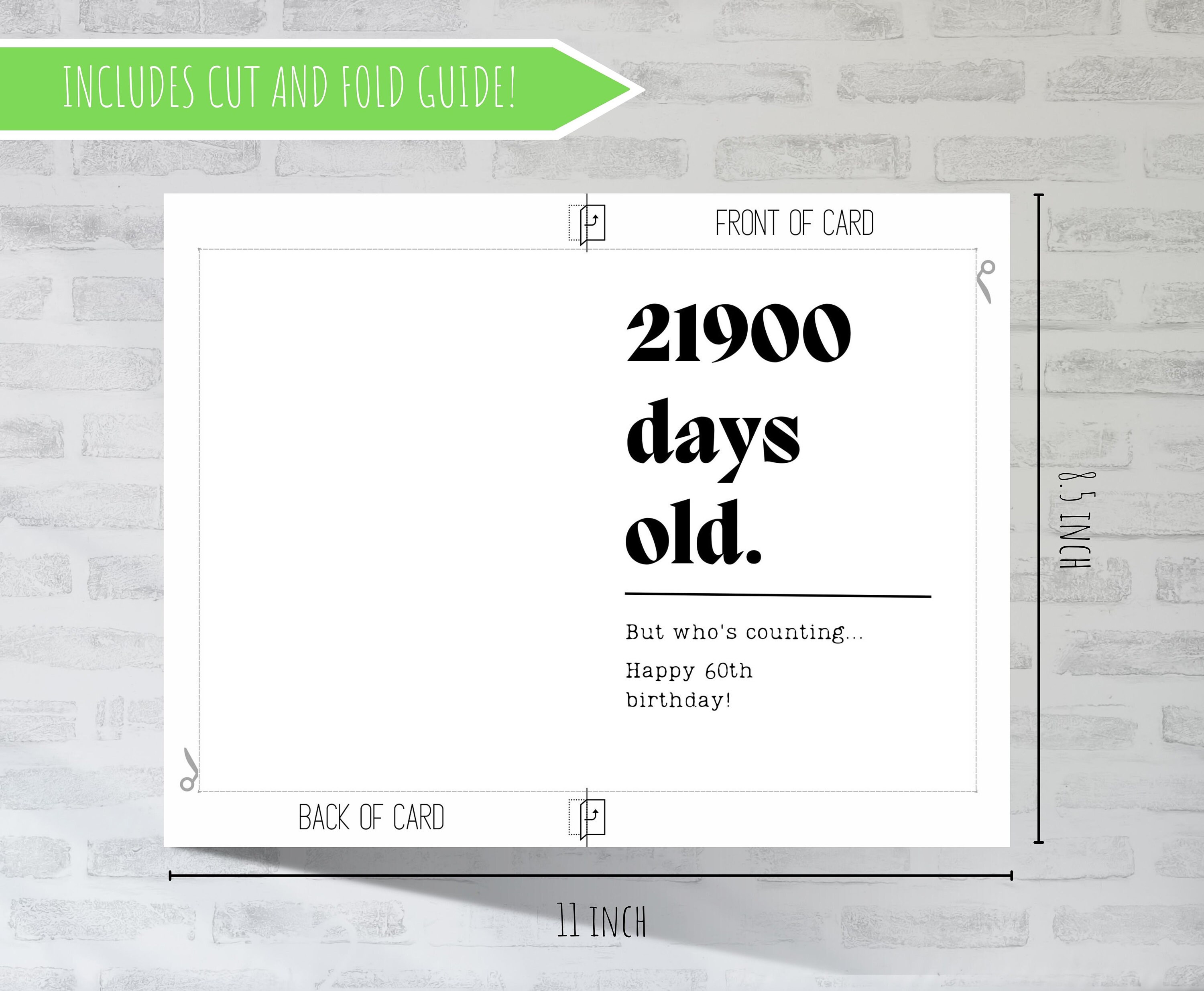 Funny 60th Birthday Card: 21900 Days Old (digital Download) - Etsy