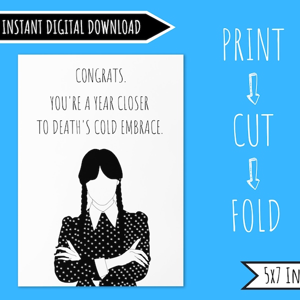 Wednesday Addams Birthday Card Printable - Etsy