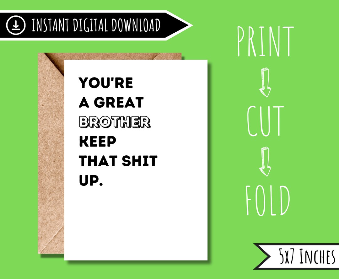 Funny Birthday Card for Brother: Playful Design (digital Download) - Etsy