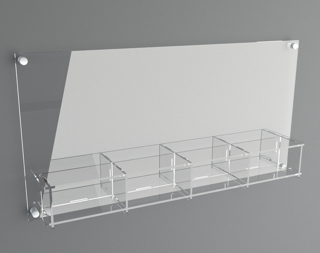 Clear Acrylic Note Board With Accessories Holder and Shelf | Home ...