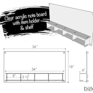 Clear Acrylic Note Board With Accessories Holder and Shelf | Home ...