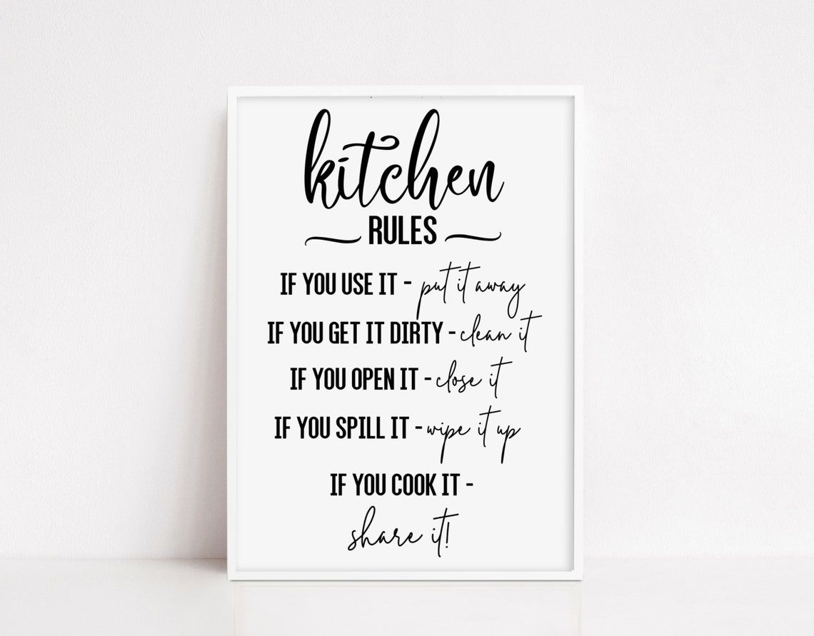 Kitchen Rules Sign Kitchen Rules Art Print Kitchen Funny - Etsy UK