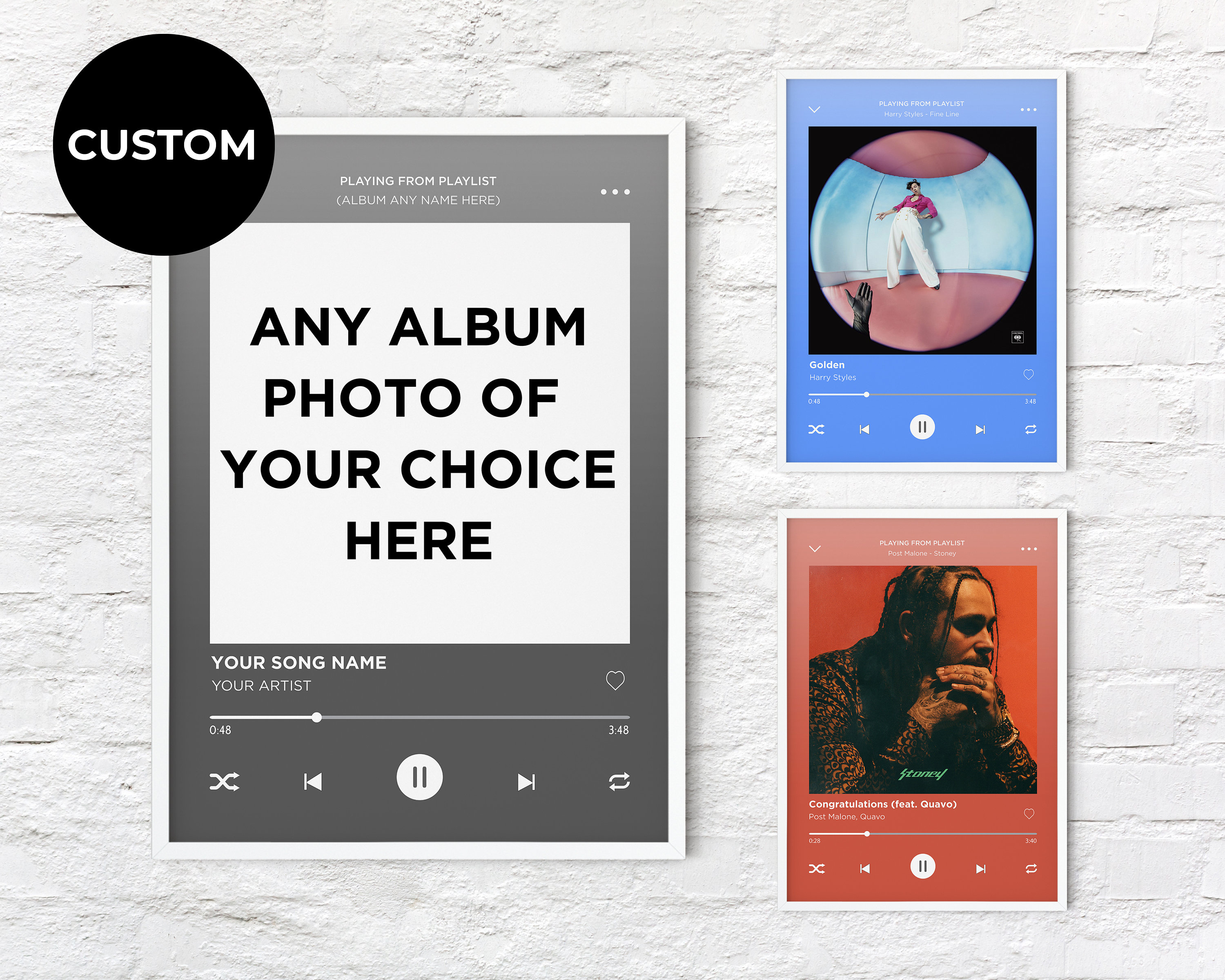 Custom Personalised Spotify Song Poster Print Personalised | Etsy