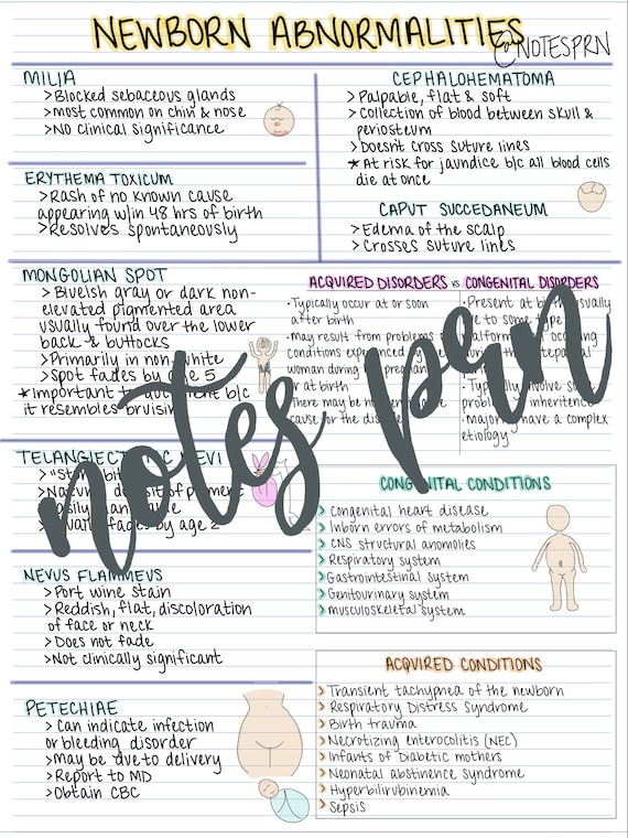 Nursing Notes-newborn Abnormalities - Etsy