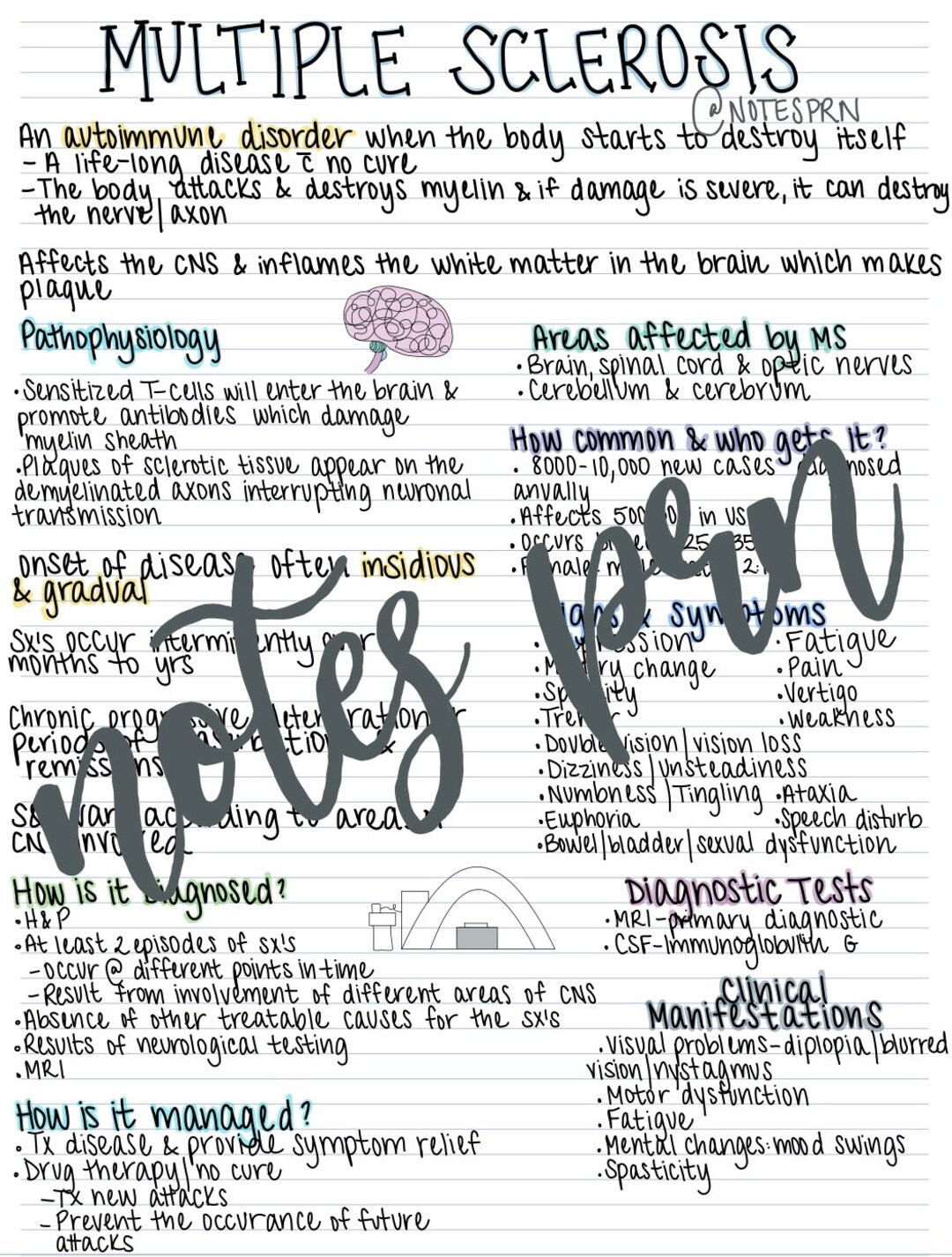 Nursing Notes-mulitple Sclerosis - Etsy