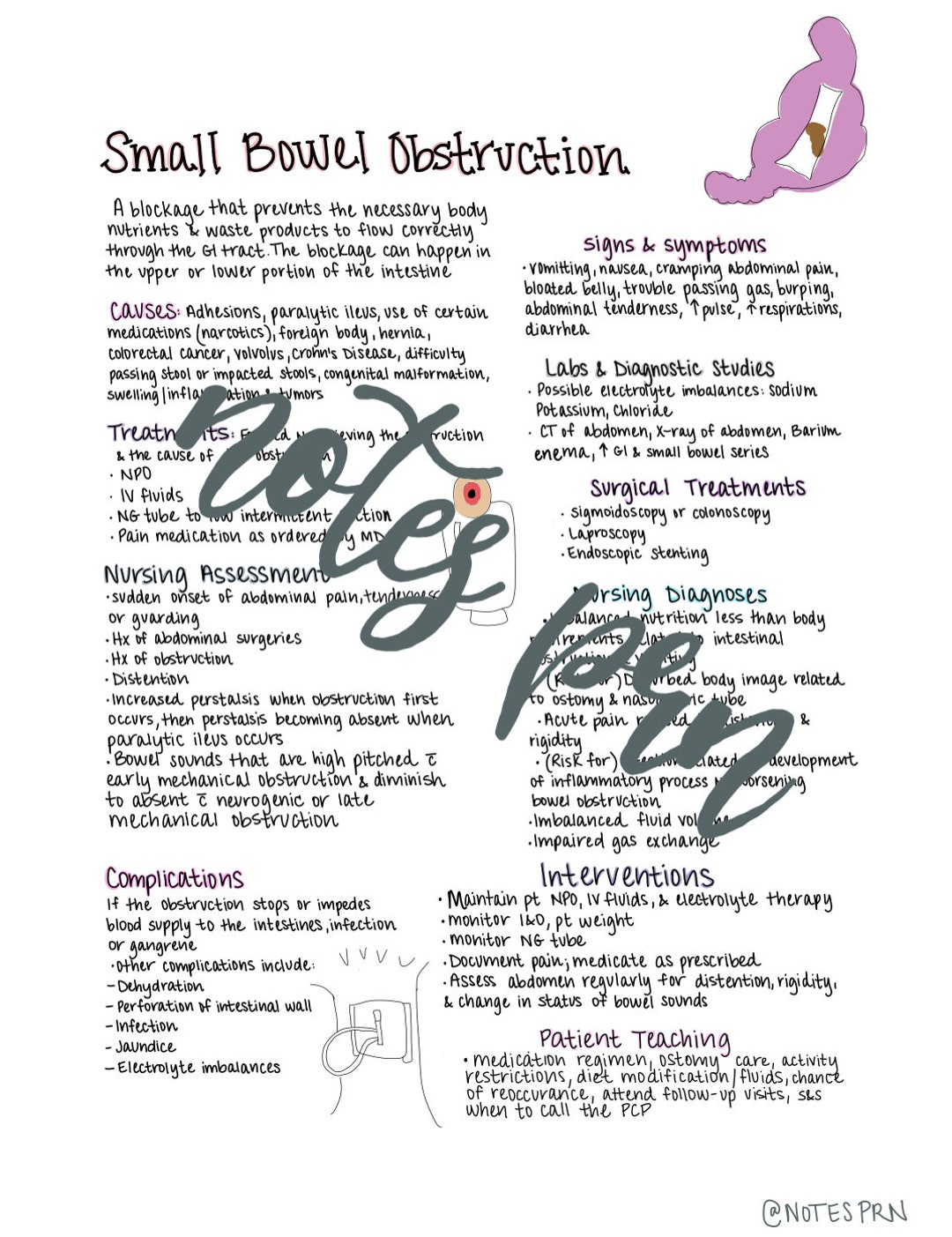 Nursing Notes-small Bowel Obstruction - Etsy