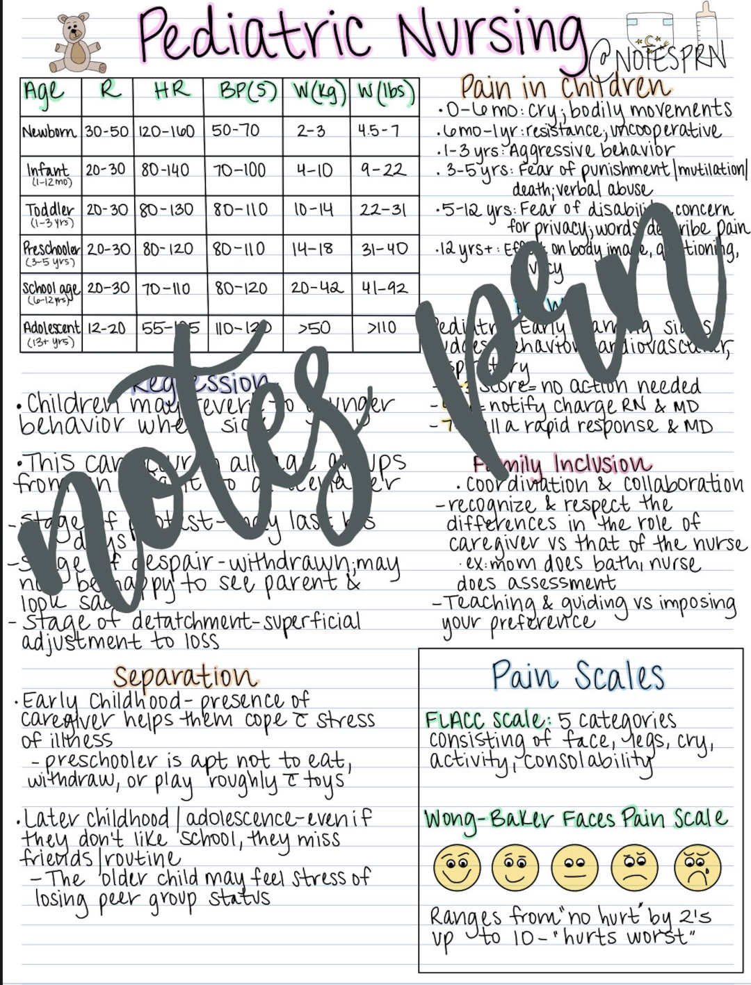 Nursing Notes-pediatric Vital Signs and Care - Etsy
