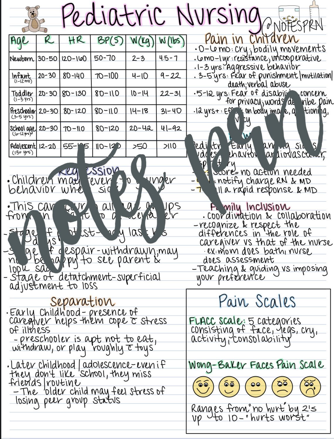 Nursing Notes-pediatric Vital Signs and Care - Etsy