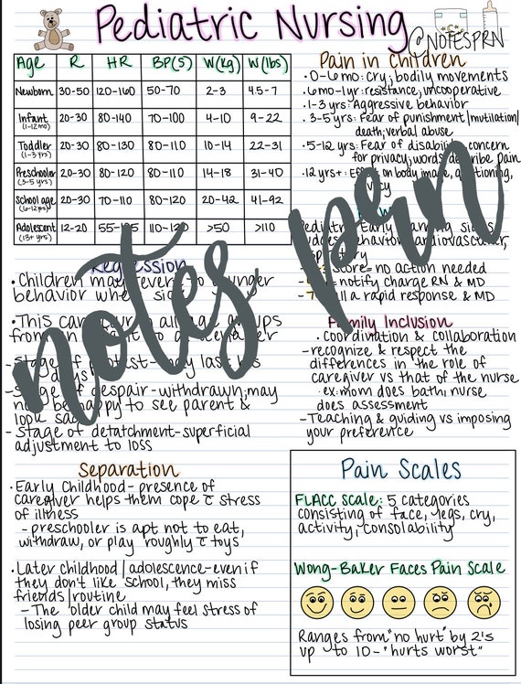 Nursing Notes-pediatric Vital Signs and Care | Etsy