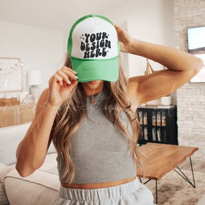 Kelly Green Foam Cap Mockup| Green Otto Cap Mockup| Trucker Cap Mockup ...