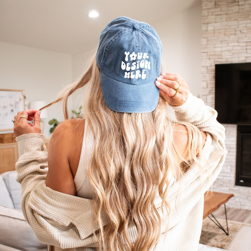 Printed Denim Baseball Cap - Etsy