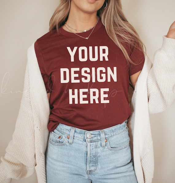 Bella Canvas 3001 Heather Cardinal Mockup Cardinal T-shirt - Etsy