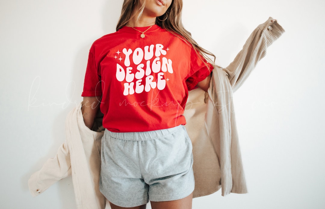 Red Comfort Colors 1717 T-shirt Mockup| Comfort Colors T-shirt Mockup ...