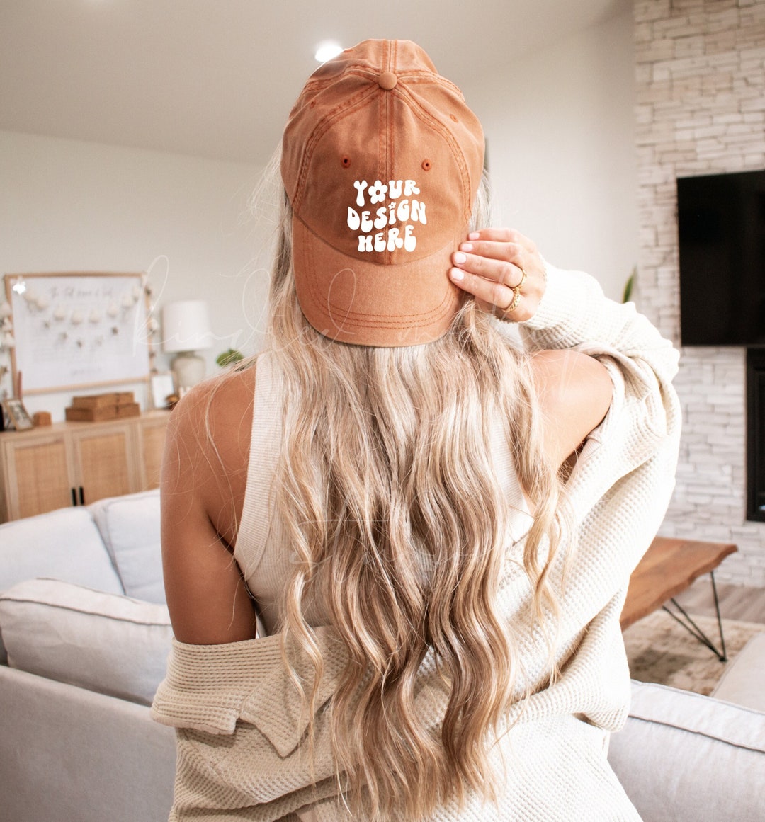SP 500 Texas Orange Pigment Dyed Cap Mockup| Dad Hat Mockup| Baseball ...