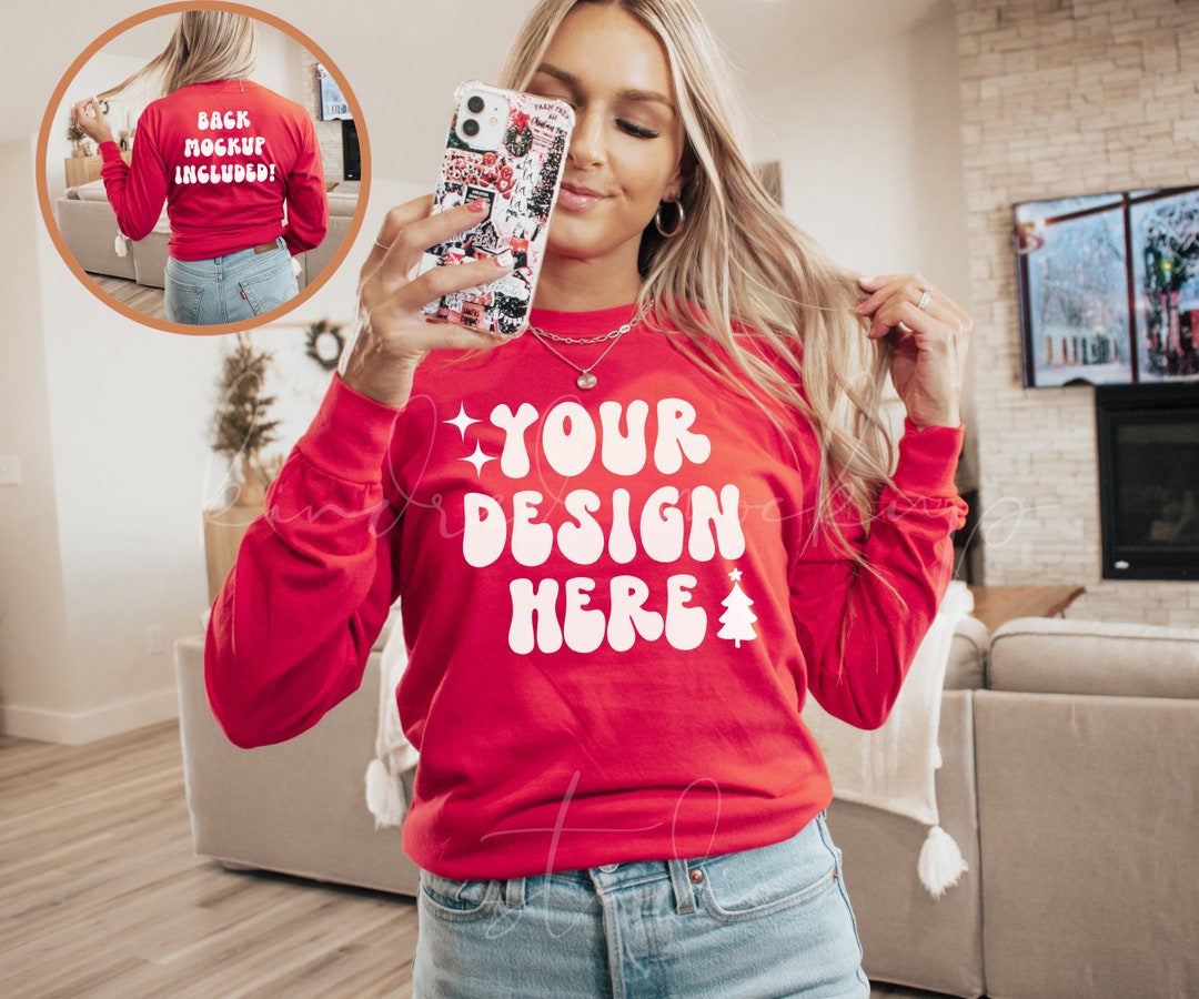 6014 Red Comfort Colors Mockup| Front and Back of Shirt Mockup ...