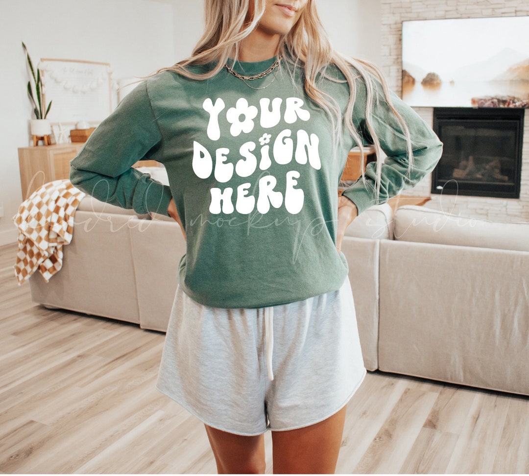 6014 Light Green Comfort Colors Mockup| Comfort Colors Long Sleeve T-shirt Mockup - Etsy
