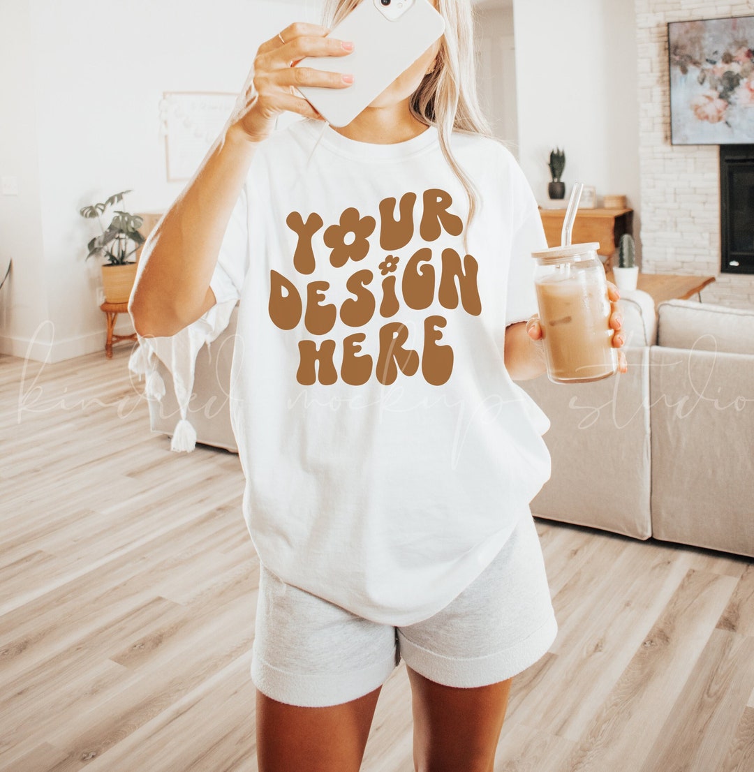 White Comfort Colors 1717 T-shirt Mockup| Oversized Mockup| Comfort ...
