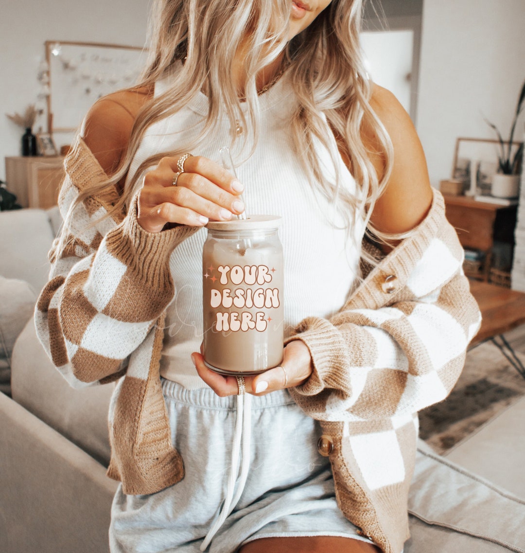 Glass Can Mockup| 16 Oz Glass Can Mockup| Beer Can Glass Mockup| Glass ...