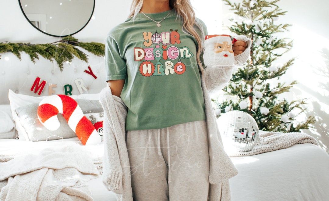 Comfort Colors 1717 Light Green Mockup| Christmas Mockup| Holiday ...