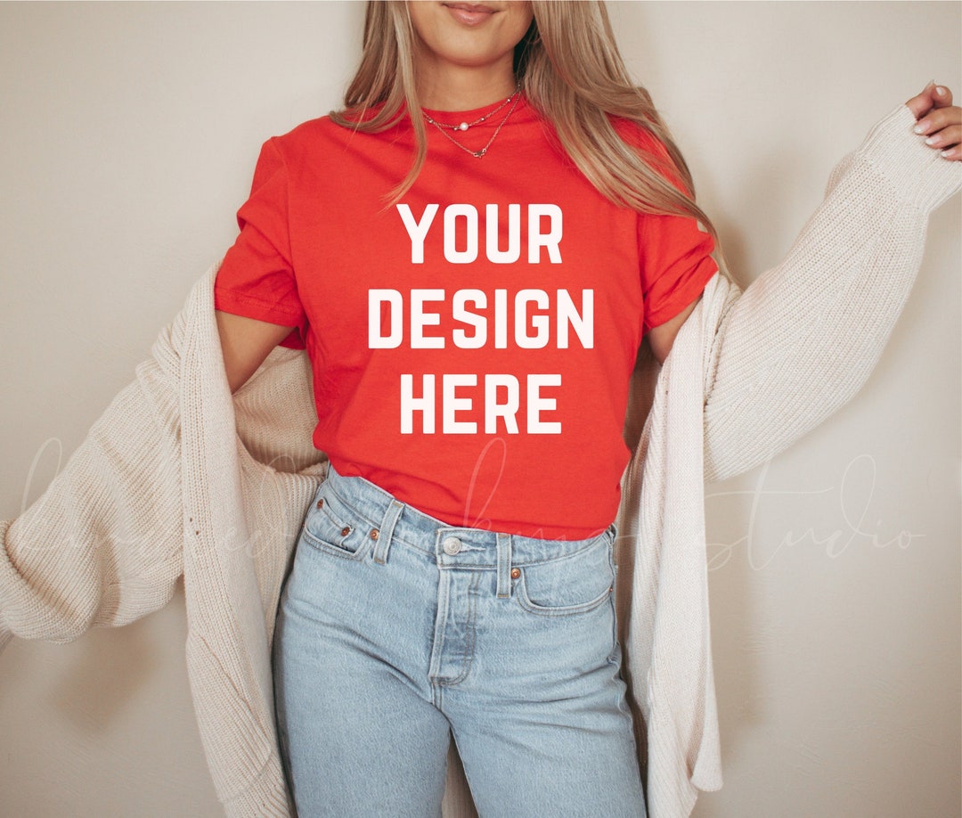 Gildan 5000 Red Mockup Gildan Mockups Red Shirt Mockup Christmas Mockup ...