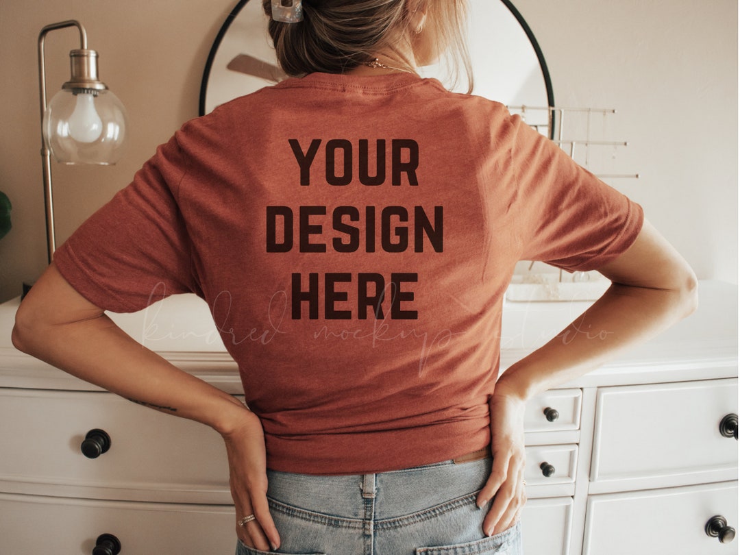 Heather Clay Bella Canvas 3001 Mockup Back of Shirt Mockup Clay T-shirt ...