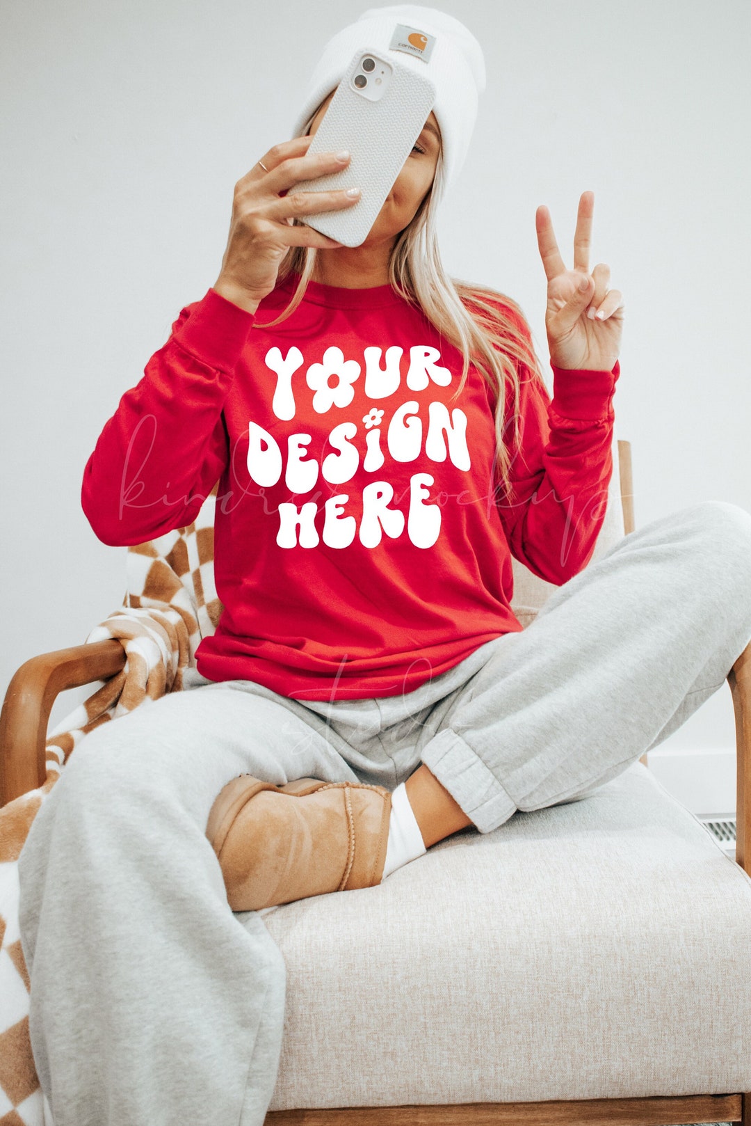 6014 Red Comfort Colors Mockup| Comfort Colors Long Sleeve T-shirt ...