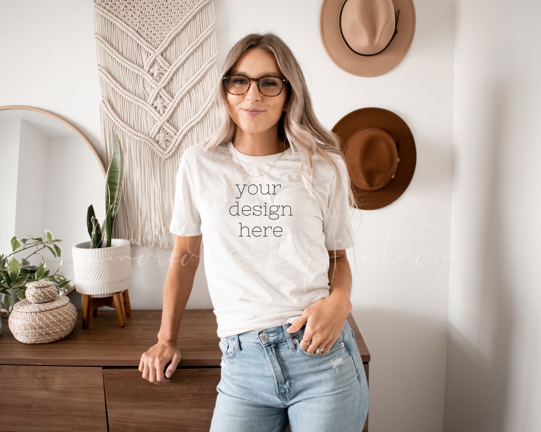 Oatmeal Triblend 3413 T-shirt Mockup| Boho Shirt Mockup| Bella Canvas ...