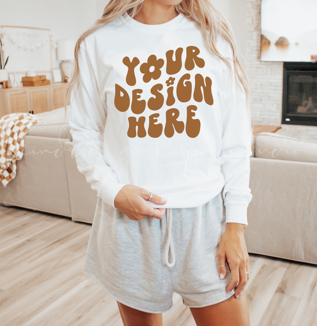 Comfort Colors 6014 Mockup White| Comfort Colors Long Sleeve T-shirt ...