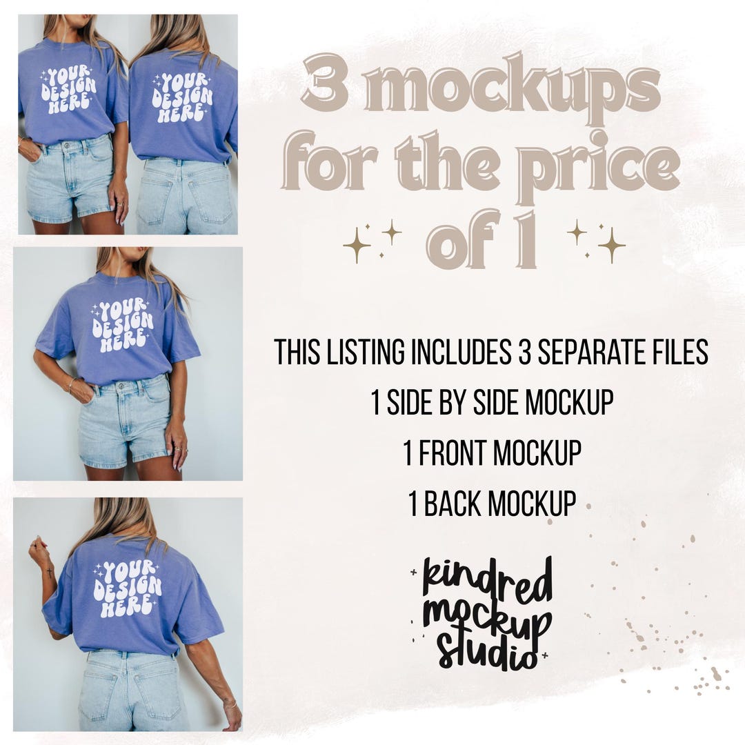 Periwinkle Front and Back Comfort Colors 1717 Mockup Bundle Comfort ...