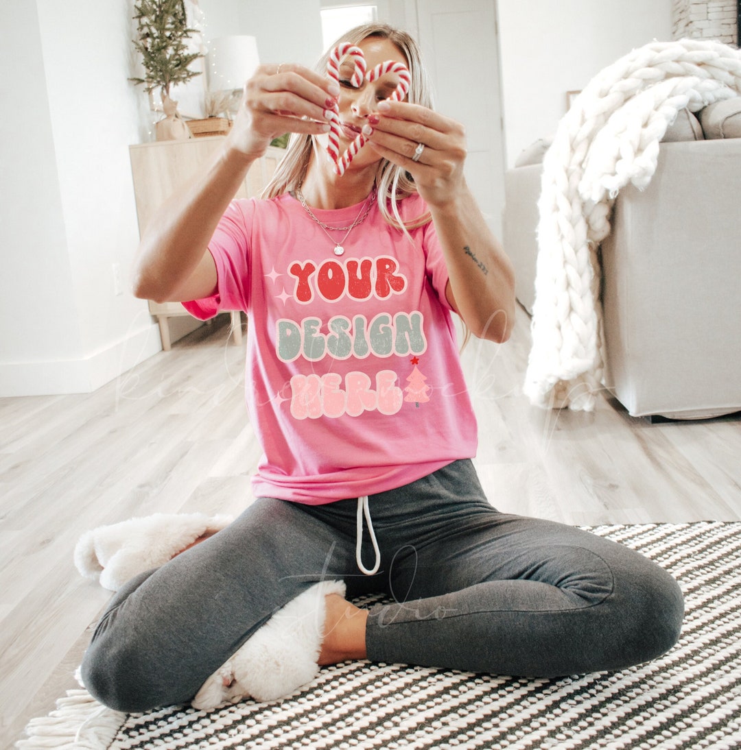 Bella Canvas 3001 Charity Pink Mockup| Christmas Mockups| Holiday ...