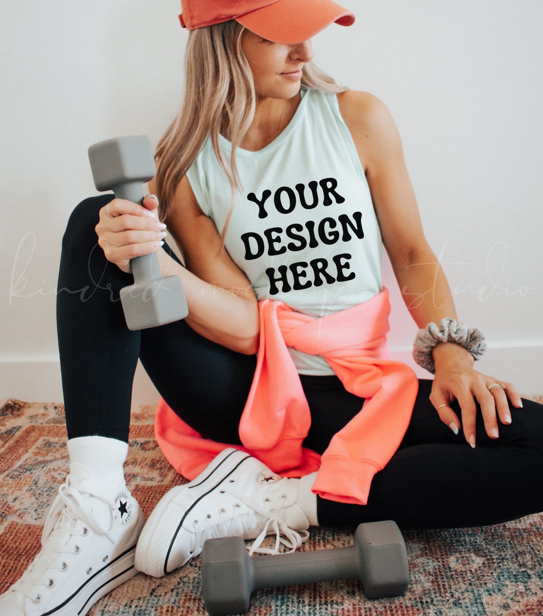 Heather Dusty Blue 6003 Bella Canvas Mockup| Fitness Mockup| Gym Mockup ...