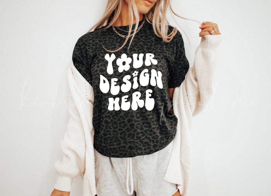 LAT 6901 Black Leopard Mockup| Leopard T-shirt Mockup - Etsy