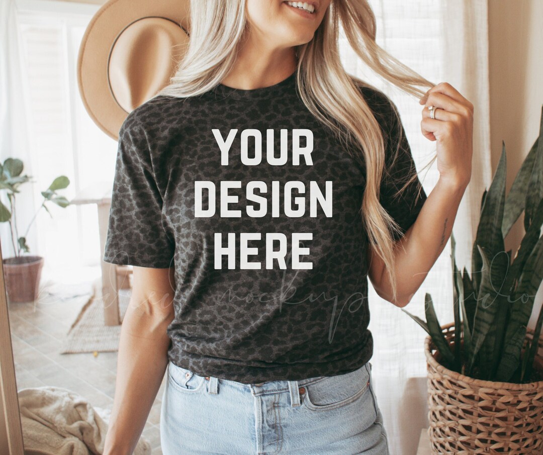 LAT 6901 Black Leopard Mockup| Leopard T-shirt Mockup - Etsy