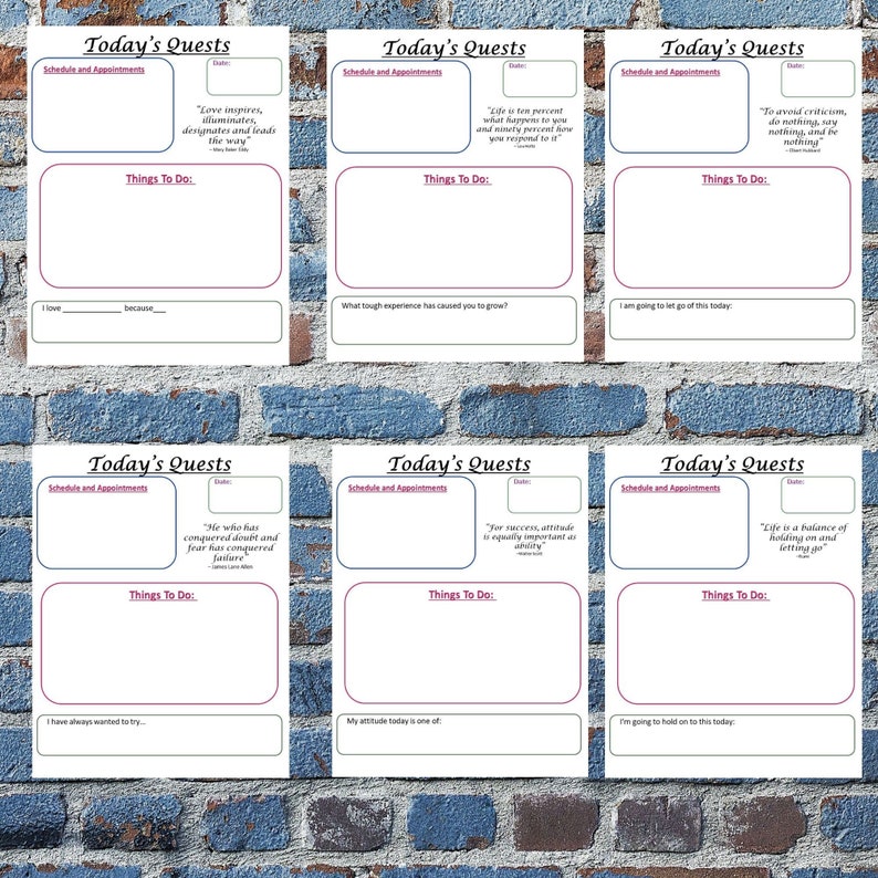 Printable To-do List With Inspirational Quotes and Reflection Questions ...