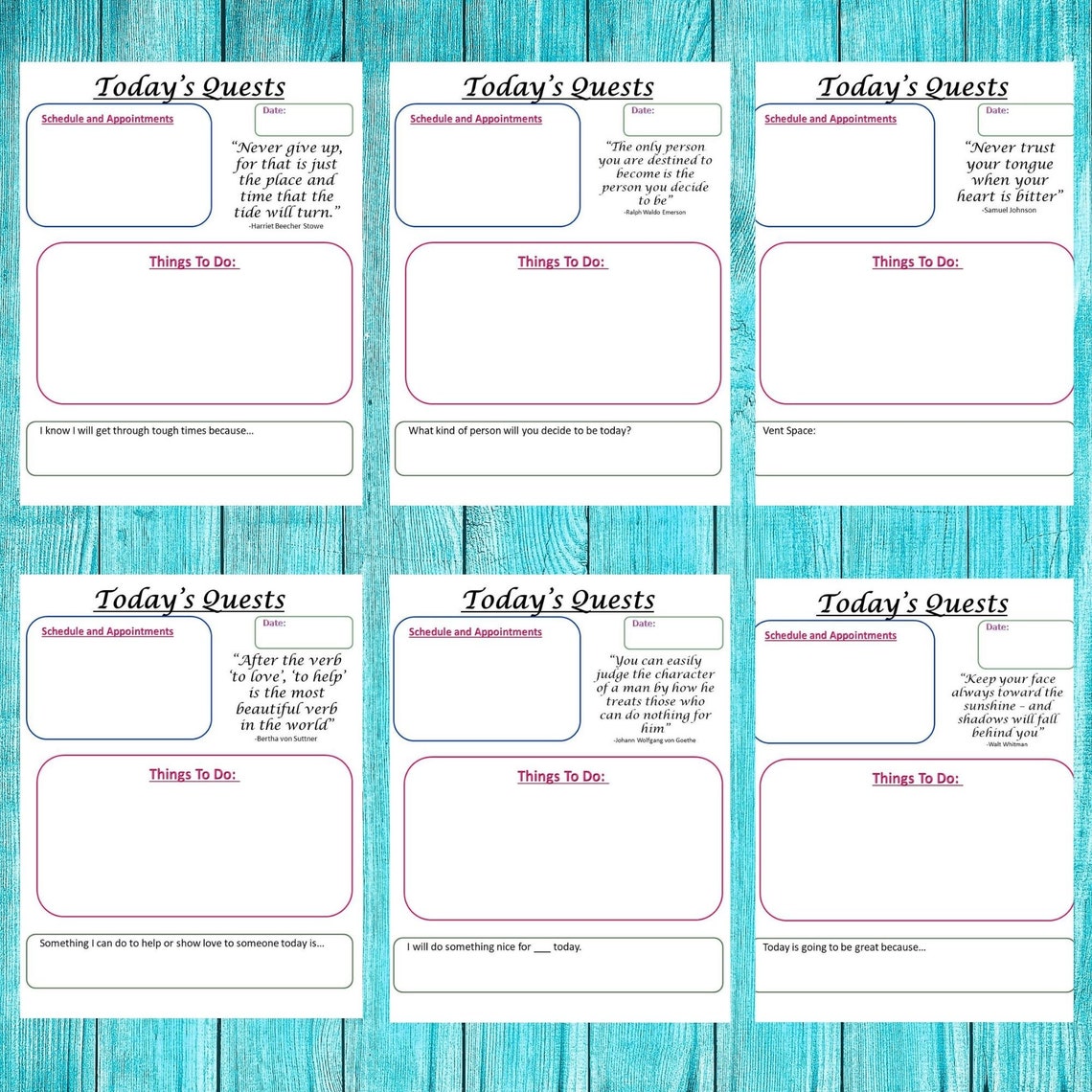 Printable To-do List With Inspirational Quotes and Reflection Questions ...