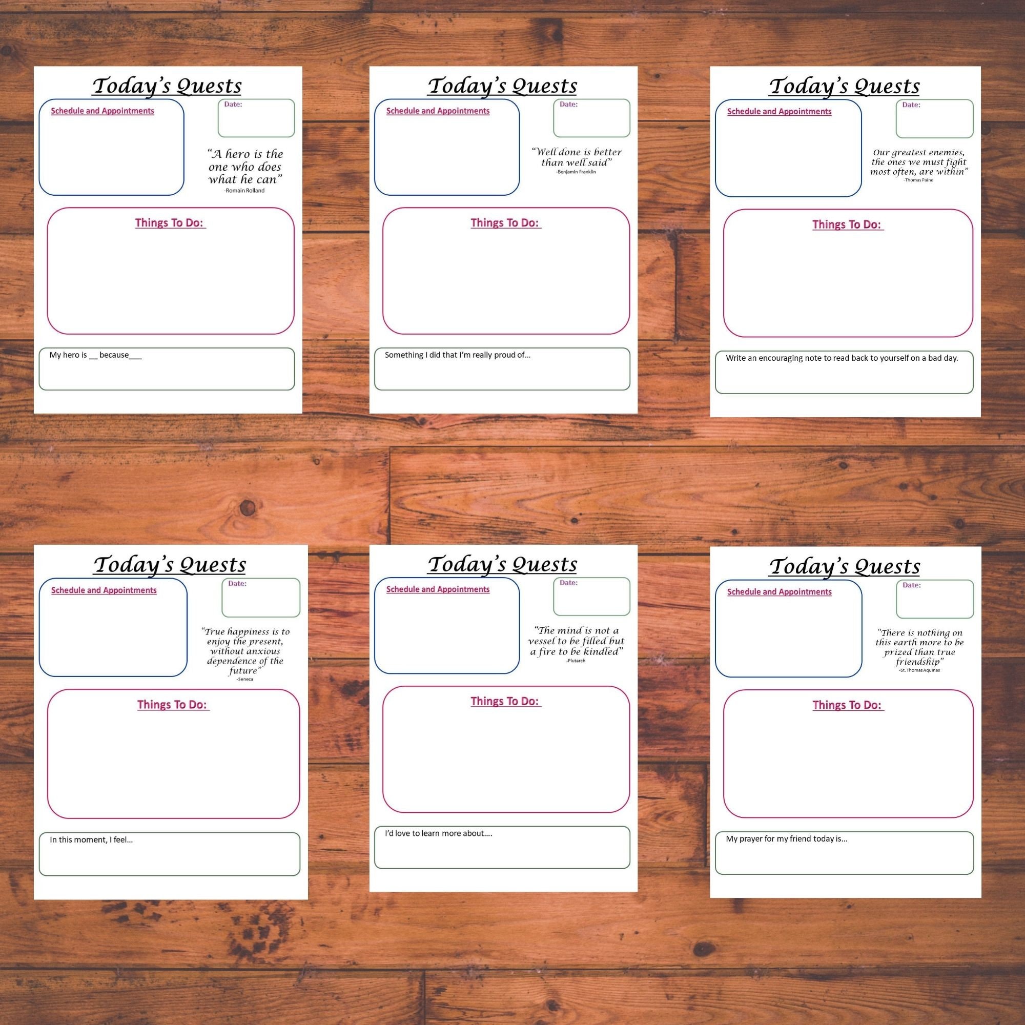 Printable To-do List With Inspirational Quotes and Reflection Questions ...