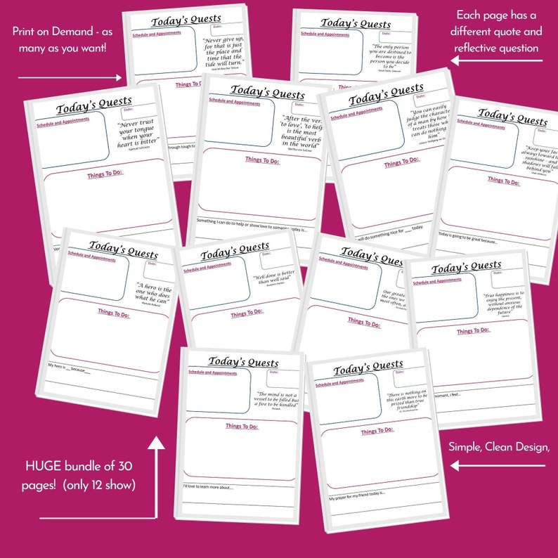 Printable To-do List With Inspirational Quotes and Reflection Questions ...